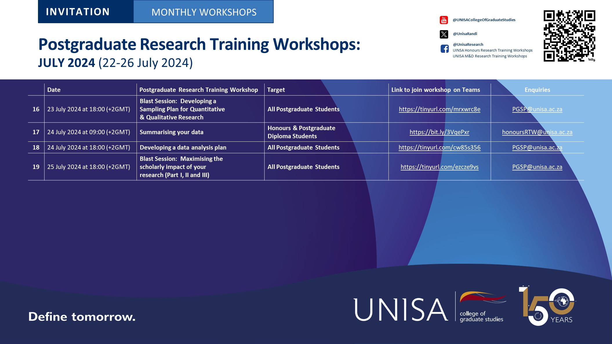 Postgraduate research training workshop: 'Blast session - maximising the scholarly impact of ...